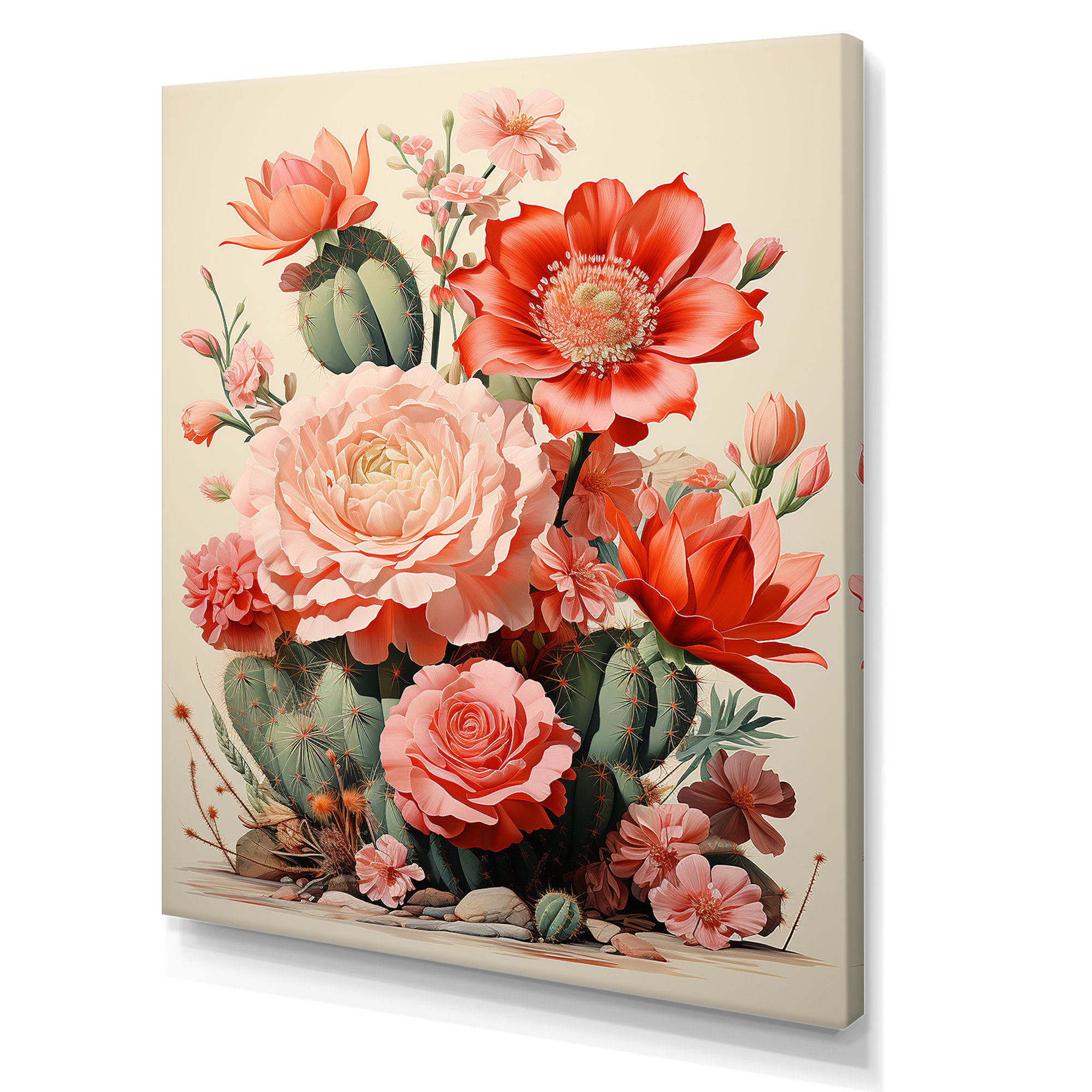 Design Art Coral Cluster Cactus Collage - Cactus Canvas Prints | Wayfair